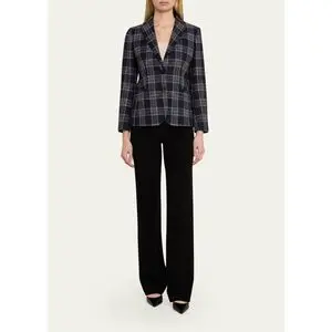 Kiton Plaid Silk-cashmere Single-breasted Jacket