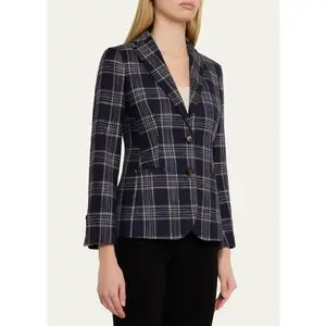 Kiton Plaid Silk-cashmere Single-breasted Jacket