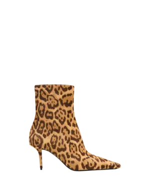Saint Laurent 75mm Ashley Calf Hair Booties - Leopard