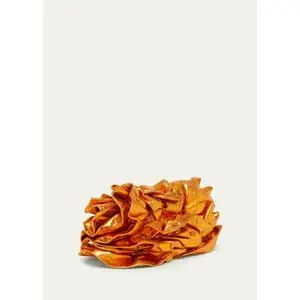 Dries Van Noten Small Metallic Ruffle Leather Clutch Bag