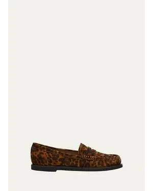GIANVITO ROSSI Printed Suede Penny Loafers