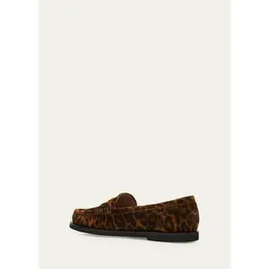 GIANVITO ROSSI Printed Suede Penny Loafers