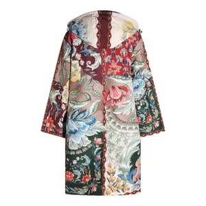 Farm Rio Patchwork Print Hooded Coat