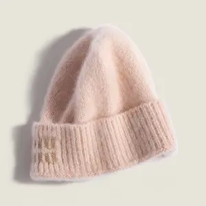 Miu Miu Logo-embroidered Mohair-blend Beanie Hat