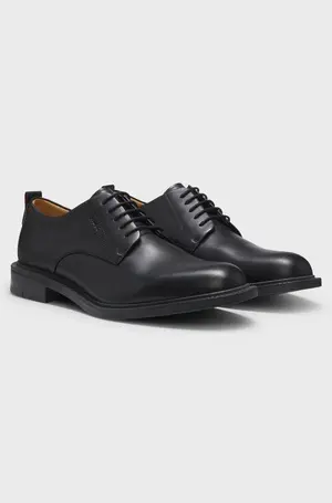 Hugo Boss Derby Shoes In Leather With Embossed-logo