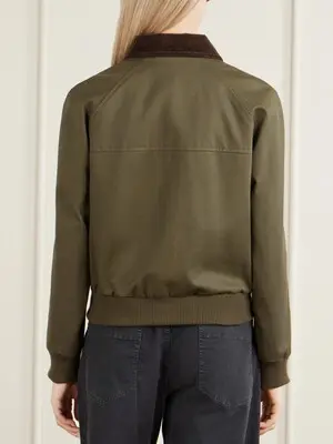 NILI LOTAN Corduroy-trimmed Cotton-twill Jacket