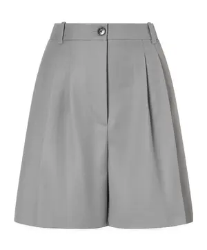 ANINE BING Pleated Wool Shorts - Gray