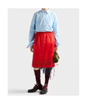 Prada Satin Skirt With Embroidery