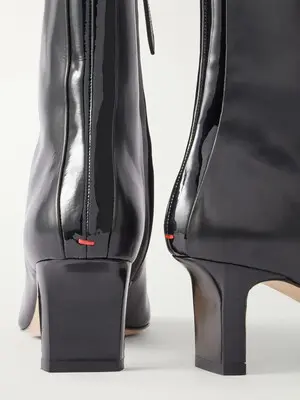 AeydĒ Patent-trimmed Leather Ankle Boots