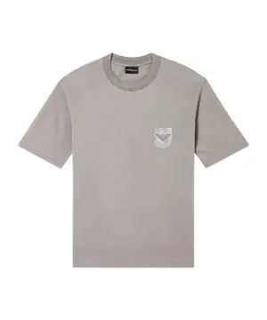 Emporio Armani Heavy Jersey T-shirt With Shield Embroidery - Grey