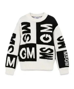 MSGM Logo-intarsia Checkered Sweater