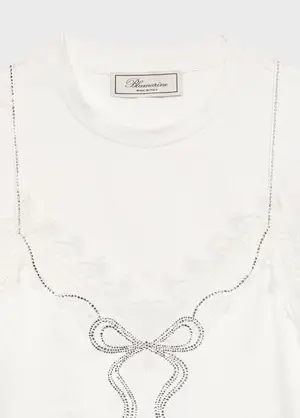 Blumarine Lace-trim Bow-print T-shirt
