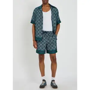 Casablanca Geometric Print Drawstring Silk Shorts