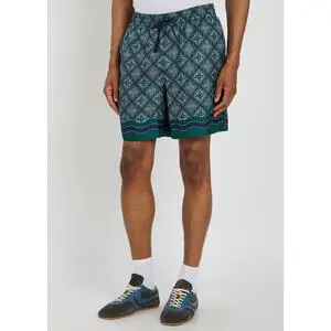 Casablanca Geometric Print Drawstring Silk Shorts