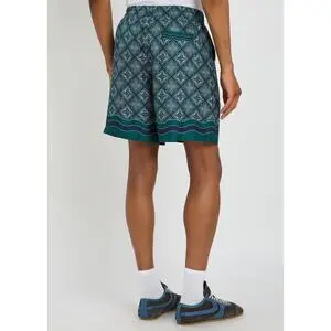 Casablanca Geometric Print Drawstring Silk Shorts