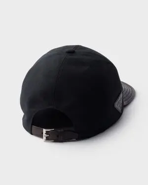 Prada Technical Cotton And Leather Baseball Cap