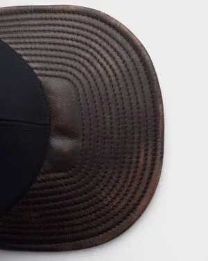 Prada Technical Cotton And Leather Baseball Cap