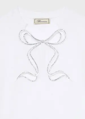 Blumarine Jersey T-shirt With Rhinestone Embroidery