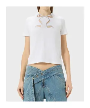 Blumarine Jersey T-shirt With Rhinestone Embroidery