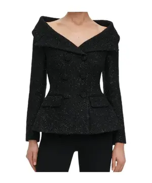 SELF-PORTRAIT Off-shoulder Bouclé Jacket