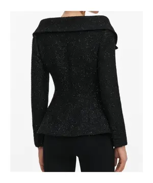 SELF-PORTRAIT Off-shoulder Bouclé Jacket