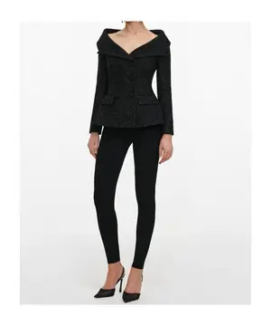 SELF-PORTRAIT Off-shoulder Bouclé Jacket