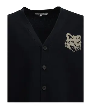 Maison Kitsuné V-neck Wool Cardigan