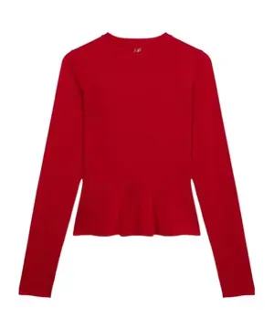 Blumarine Jumper With Patent Leather Brooch And Undulated Hem