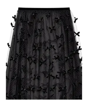 Emporio Armani Long Mesh Skirt With All-over Velvet Bows