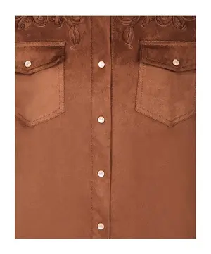 ERMANNO FIRENZE Embroidered Faux-suede Shirt