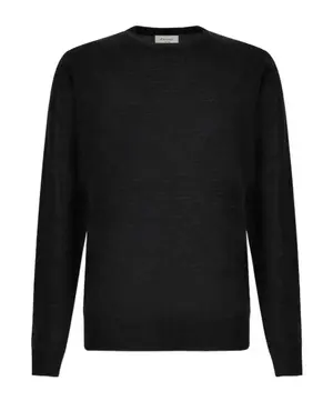 Canali Ribbed Crew Neck Knitwear - Black