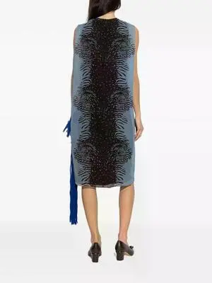 FERRAGAMO Fringe-detail Silk Midi Dress
