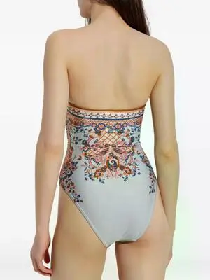 Zimmermann Sundance Paisley-print Cut-out Swimsuit - Neutrals