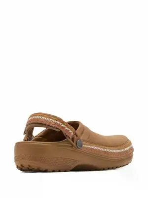 CROCS Embroidered Slingback Mules - Brown