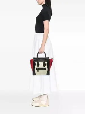 Celine 2015 Micro Tricolor Canvas And Leather Luggage Tote Handbag