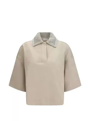 Brunello Cucinelli Ribbed-collar Boxy Polo Shirt