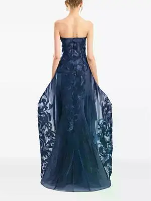 GEMY MAALOUF Strapless Jacquard Dress - Blue