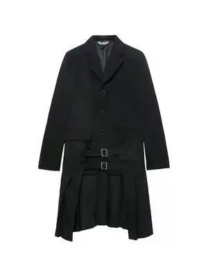Comme Des Garçons Buckled Pleated Coat - Black