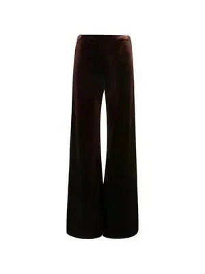 BLANCA VITA Velvet Palazzo Pants - Brown