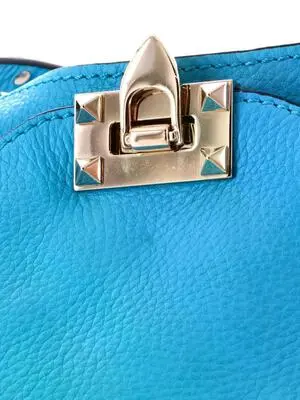 Valentino Garavani Rockstud Pebbled Leather Medium Tote Bag - Blue