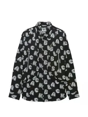 Comme Des Garçons Alphabet-print Zip-detail Shirt - Black