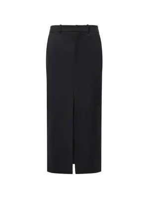THE FRANKIE SHOP Midi Maybelle Front-slit Belt-loop Skirt - Black