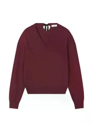 LANVIN V-neck Merino Sweater With Grosgrain Detail