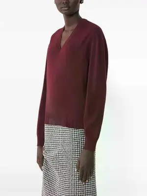 LANVIN V-neck Merino Sweater With Grosgrain Detail
