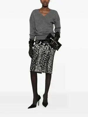 TOM FORD Lynx Jacquard Midi Pencil Skirt - Black