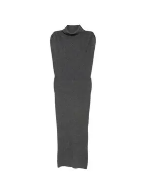 TWINSET Ribbed-knit Roll-neck Midi Dress