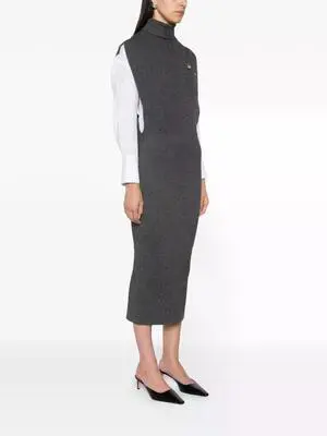 TWINSET Ribbed-knit Roll-neck Midi Dress