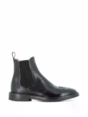 ALBERTO FASCIANI Brogue-detail Leather Chelsea Boots - Black
