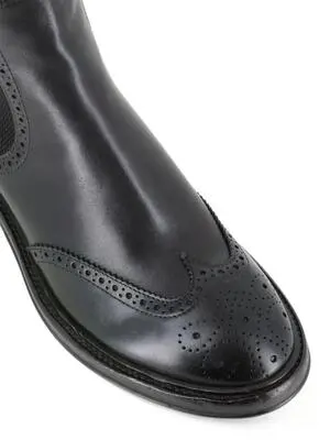 ALBERTO FASCIANI Brogue-detail Leather Chelsea Boots