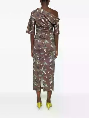 Bernadette Bowery Floral-print Midi Dress - Brown